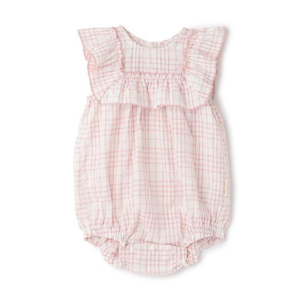 ※このアイテムは返品・交換対象外商品です。ZOZO問い合わせ番号:106485312ショップ:petit main，プティマインブランド:petit main，プティマイン商品名:チェックフリルカバーオールカテゴリ:ママ＆ベビー>ロン...