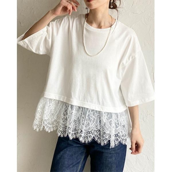 『タイムセール実施中』ZOZO問い合わせ番号:106522113ショップ:wears，ウェアーズブランド:She's Closet，シーズクローゼット商品名:半袖 裾レースドッキングTシャツ チュール レイヤードインナー トップスカテゴリ:...