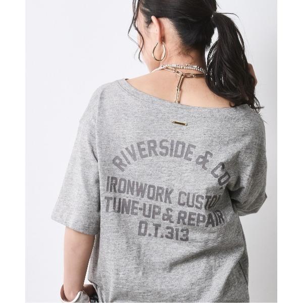 ZOZO問い合わせ番号:106523986ショップ:SMILE LAND，スマイルランドブランド:CHIC STYLE，シックスタイル，SMILE LAND，スマイルランド商品名:綿100％ボートネックロゴプリントTシャツ＜大きいサイズ有＞...
