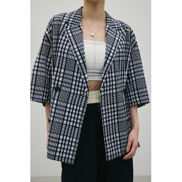 ZOZO問い合わせ番号:106524366ショップ:STYLEMIXER，スタイルミキサーブランド:STYLEMIXER，スタイルミキサー商品名:【セットアップ対応】シアーチェックジャケットカテゴリ:ジャケット/アウター>テーラードジ...