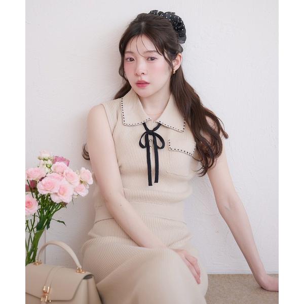 ZOZO問い合わせ番号:106560043ショップ:mideal，マイディールブランド:fupel，フぺル商品名:ribbon stitch polo set up / リボンステッチポロセットアップカテゴリ:ジャケット/アウター>セ...