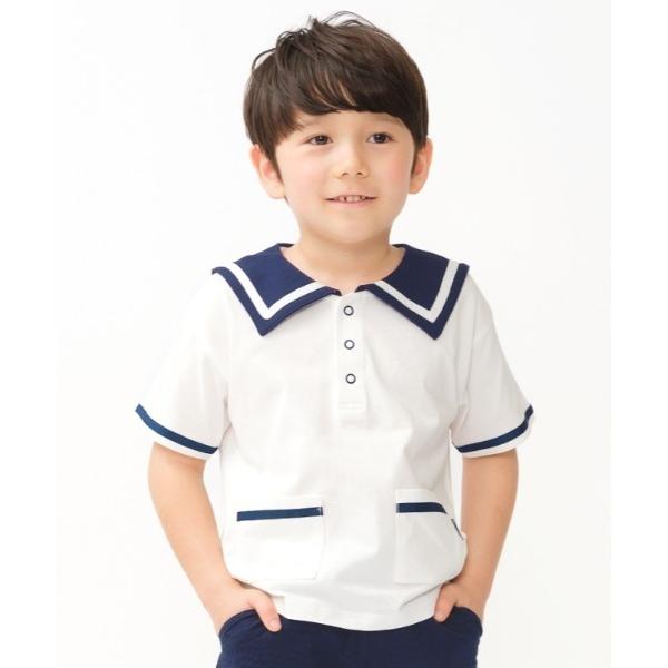 ZOZO問い合わせ番号:106561357ショップ:こどもの森e-shop，コドモノモリイーショップブランド:moujonjon，ムージョンジョン商品名:セーラー衿半袖Tシャツカテゴリ:トップス>ポロシャツブランド品番:M36500素...