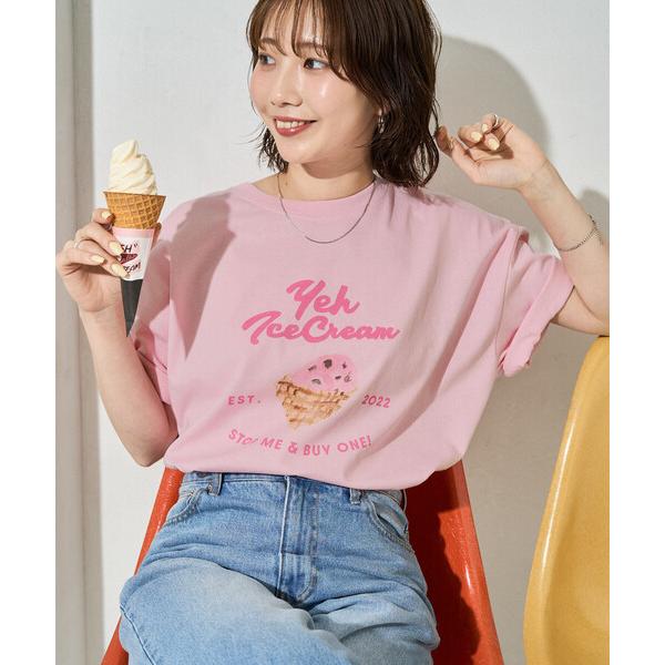 ZOZO問い合わせ番号:106561610ショップ:FREAK'S STORE，フリークスストアブランド:FREAK'S STORE，フリークスストア商品名:限定展開　別注 YEH! ice cream プリント 半袖 Tシャツカテゴリ:ト...