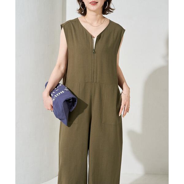 『タイムセール実施中』ZOZO問い合わせ番号:106561611ショップ:FREAK'S STORE，フリークスストアブランド:FREAK'S STORE，フリークスストア商品名:限定展開　麻混 Vネック オールインワンカテゴリ:オールイン...