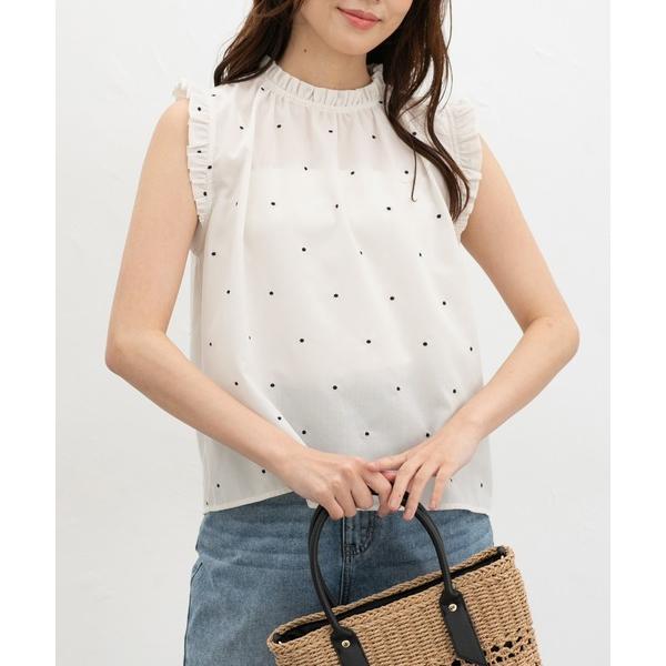 ZOZO問い合わせ番号:106561883ショップ:Honeys，ハニーズブランド:Honeys，ハニーズ，GLACIER，グラシア商品名:ドット刺繍フリルブラウスカテゴリ:トップス>シャツ/ブラウスブランド品番:457-64-032...
