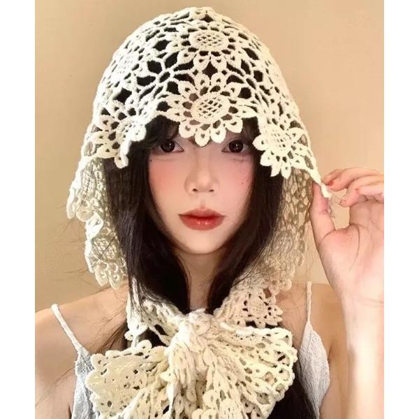 ZOZO問い合わせ番号:106563072ショップ:Mayree，メイリーブランド:almo，アルモ，Mayree，メイリー商品名:【LAMPOON】かぎ針編みバブーシュカカテゴリ:ヘアアクセサリー>その他ヘアアクセサリーブランド品番...