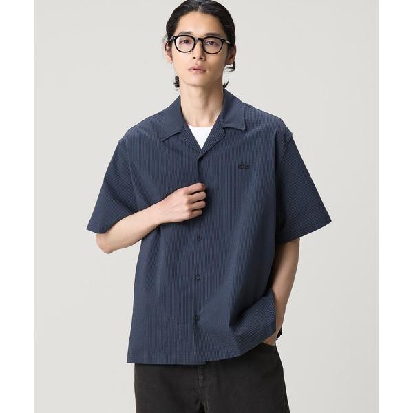 ZOZO問い合わせ番号:106600198ショップ:LACOSTE，ラコステブランド:LACOSTE，ラコステ商品名:オーバーサイズ シアサッカーオープンカラーシャツカテゴリ:トップス>シャツ/ブラウスブランド品番:CH2355-10...