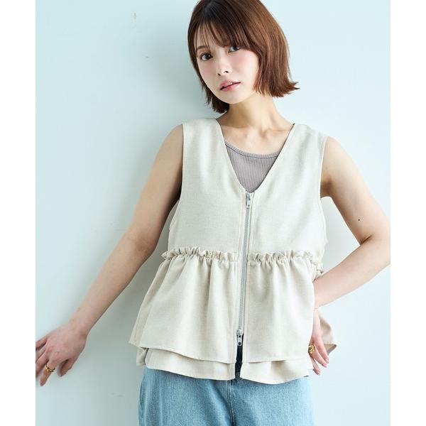 ZOZO問い合わせ番号:106602857ショップ:Auntie Rosa，アンティローザブランド:mil，ミル商品名:【遮熱　UVカット　イージーケア】  リネンライク Wジップ ペプラムジレ  【セットアップ対応】【587192】カテゴ...
