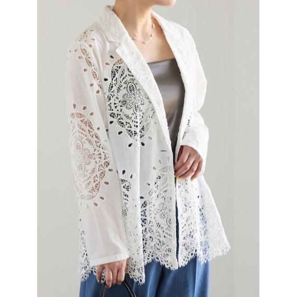 『タイムセール実施中』ZOZO問い合わせ番号:106641503ショップ:Te chichi，テチチブランド:Te chichi，テチチ商品名:ケミカルレースコットンジャケットカテゴリ:ジャケット/アウター>ノーカラージャケットブラン...