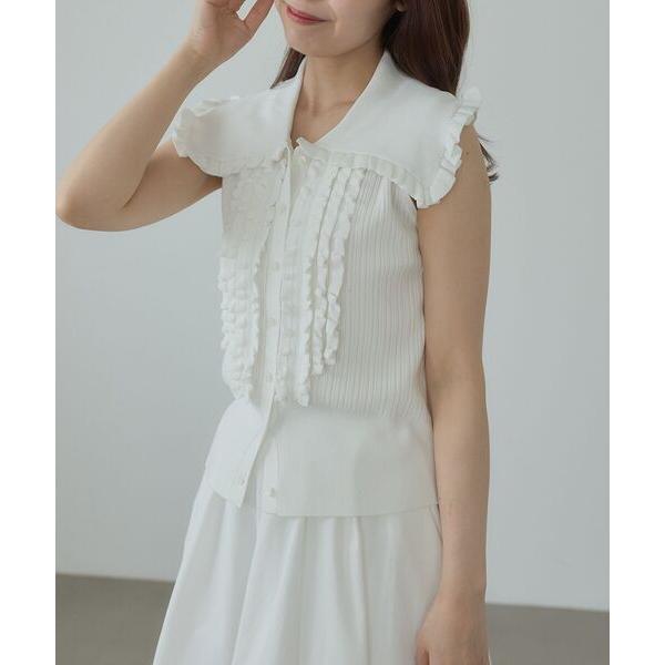 ZOZO問い合わせ番号:106642836ショップ:MAJESTIC LEGON，マジェスティックレゴンブランド:cle blatt，クレブラット商品名:フリルデザインノースリーブニットカテゴリ:トップス>ニット/セーターブランド品番...
