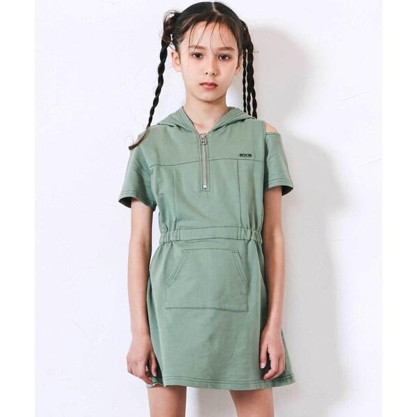 『タイムセール実施中』ZOZO問い合わせ番号:106682294ショップ:BEBE ONLINE STORE，ベベ オンラインストアブランド:nexchic，ネクシック商品名:ハーフジップ肩あきフードワンピース(110~150cm)カテゴリ...
