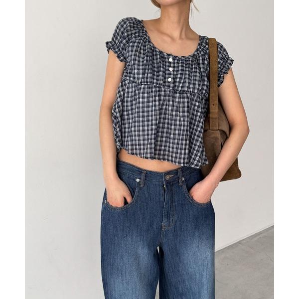 ZOZO問い合わせ番号:106683255ショップ:CANAL JEAN，キャナルジーンブランド:CANAL JEAN，キャナルジーン商品名:HARING　チェック半袖パフブラウスカテゴリ:トップス>シャツ/ブラウスブランド品番:26...