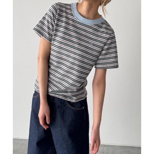 ZOZO問い合わせ番号:106683270ショップ:CANAL JEAN，キャナルジーンブランド:CANAL JEAN，キャナルジーン商品名:Lakey Park　襟リブ胸刺繍ボーダーリンガーTシャツカテゴリ:トップス>Tシャツ/カッ...