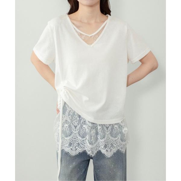 ZOZO問い合わせ番号:106683420ショップ:by muni:r，バイ ムニールブランド:on:nue，オンニュ商品名:【on:nue】[着用動画あり！] レースレイヤードドロストTシャツ /2026 SS COLLECTIONカテゴ...