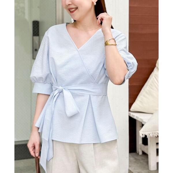 ZOZO問い合わせ番号:106683561ショップ:NOLLEY'S，ノーリーズブランド:NOLLEY'S Sophi，ノーリーズソフィ，NOLLEY'S，ノーリーズ商品名:ウォッシャブルサッカーベルト付ペプラムブラウスカテゴリ:トップス&...