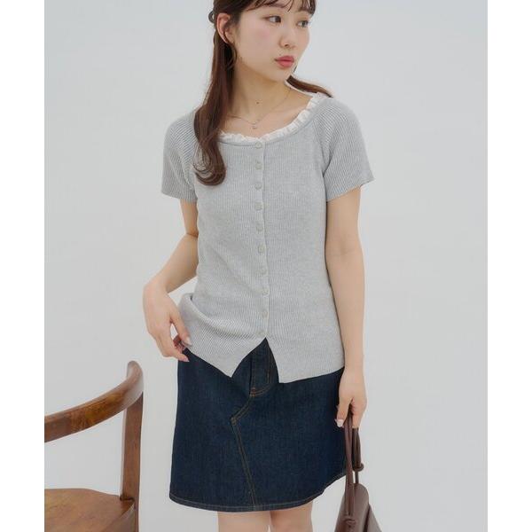 ZOZO問い合わせ番号:106685029ショップ:DISCOAT，ディスコートブランド:DISCOAT，ディスコート商品名:【umm.】襟フリル半袖プルオーバーカテゴリ:トップス>ニット/セーターブランド品番:DCU1061305A...