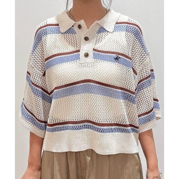 ZOZO問い合わせ番号:106723501ショップ:Right-on，ライトオンブランド:Right-on，ライトオン商品名:【BEVERLY HILLS POLO CLUB】マルチボーダーポロセーター (メッシュ編み / レトロ配色 / ...