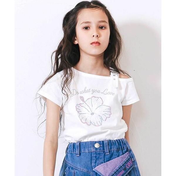 ZOZO問い合わせ番号:106723616ショップ:BEBE ONLINE STORE，ベベ オンラインストアブランド:nexchic，ネクシック商品名:ベルトアクセント・ワンショルダー天竺Tシャツ(110~150cm)カテゴリ:トップス&...
