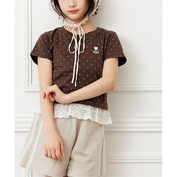 ZOZO問い合わせ番号:106723691ショップ:F.O.Online Store，エフオーオンラインストアブランド:algy，アルジー商品名:【puchily プチプラライン】レースドッキングドット半袖Tシャツカテゴリ:トップス>...
