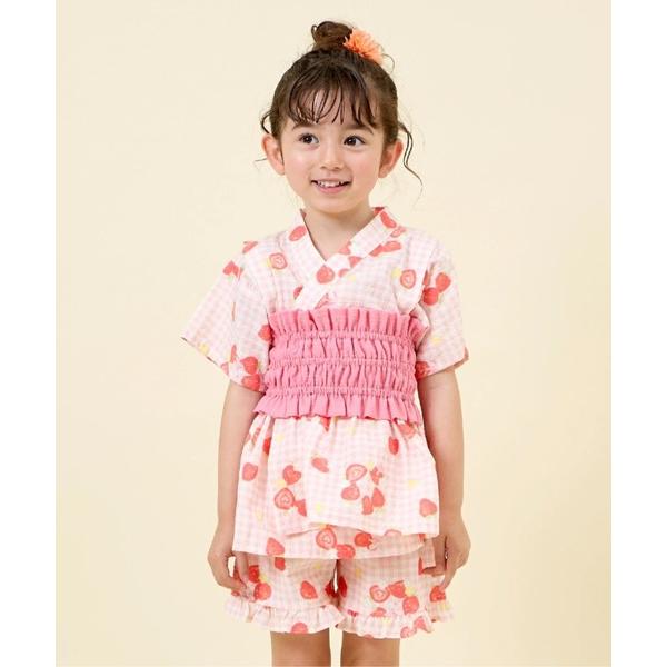 ZOZO問い合わせ番号:106796393ショップ:KP，ケーピーブランド:KP DECO，ケーピーデコ商品名:いちご柄 甚平・帯付きカテゴリ:水着/着物・浴衣>浴衣ブランド品番:2162426素材:上衣：綿100% 下衣：綿100%...