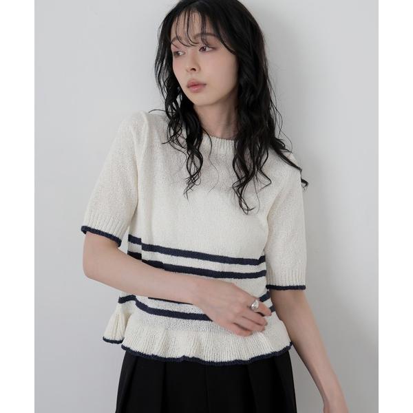 ZOZO問い合わせ番号:106797385ショップ:LIAN，リアンブランド:LIAN，リアン商品名:ボーダーフリルヘムニットカテゴリ:トップス>ニット/セーターブランド品番:244-841R1763素材:ポリエステル　　71% 　　...