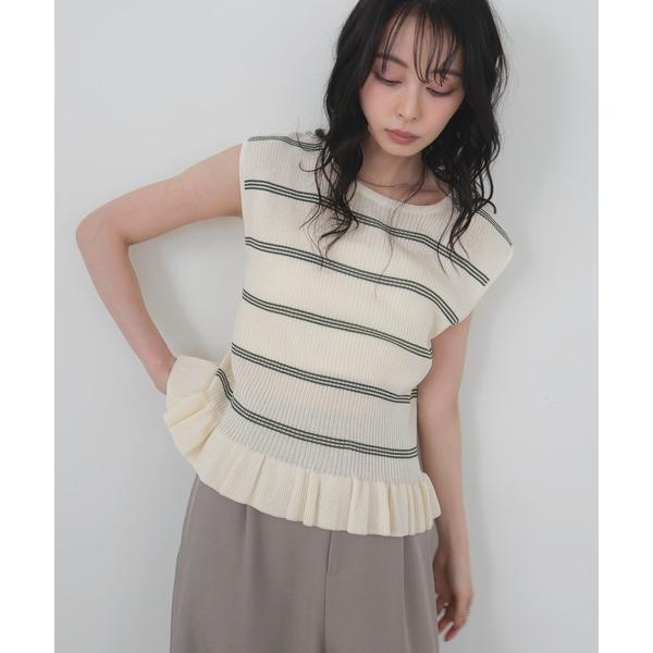 ZOZO問い合わせ番号:106797391ショップ:LIAN，リアンブランド:LIAN，リアン商品名:ペプラムボーダーノースリーブニットカテゴリ:トップス>ニット/セーターブランド品番:244-021R1001素材:レーヨン　85% ...
