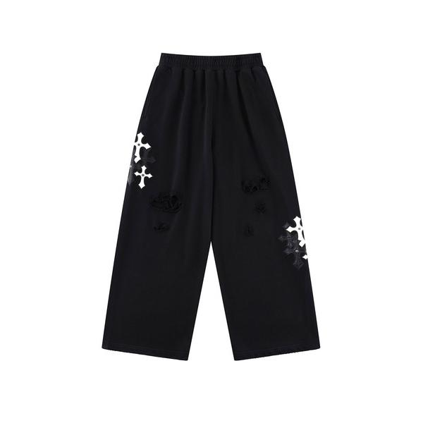 ZOZO問い合わせ番号:106798453ショップ:SUPPLIER，サプライヤーブランド:SUPPLIER，サプライヤー商品名:スエットパンツ｜Multiple Cross Leather Patch Loose Fit Sweat Pa...