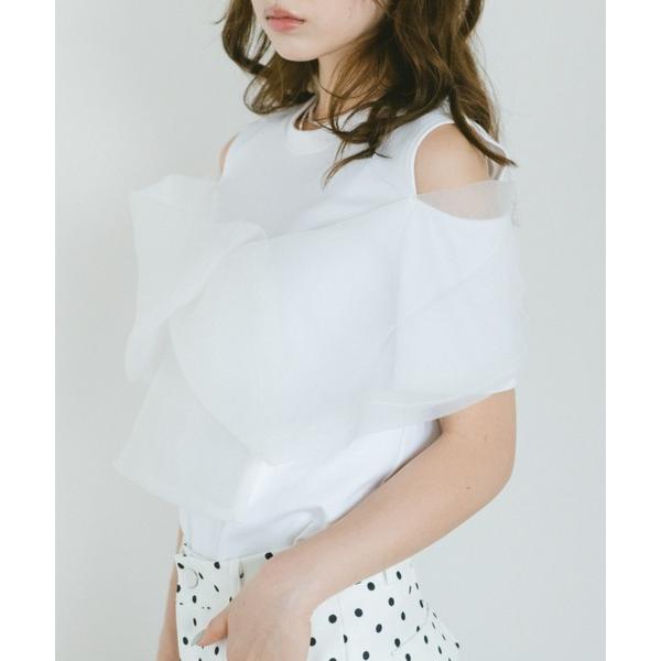 ZOZO問い合わせ番号:106798911ショップ:Auntie Rosa，アンティローザブランド:VANNIE U，ヴァニーユー，Auntie Rosa，アンティローザ商品名:ビックシフォンリボンオフショルTカテゴリ:トップス>Tシ...