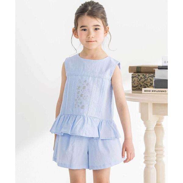 『タイムセール実施中』ZOZO問い合わせ番号:106835032ショップ:BEBE ONLINE STORE，ベベ オンラインストアブランド:BeBe Petits Pois Vert，ベベプチポワヴェール商品名:刺しゅう入り花柄ブラウス＋...