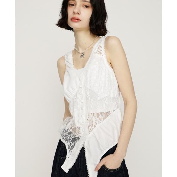 ZOZO問い合わせ番号:106837460ショップ:SLY，スライブランド:SLY，スライ商品名:ASYMMETRY PATCHWORK LACE GILET アシンメトリーパッチワークレースジレ 春服 夏服カテゴリ:トップス>シャツ...