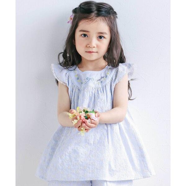 ZOZO問い合わせ番号:106875961ショップ:BEBE ONLINE STORE，ベベ オンラインストアブランド:SLAP SLIP，スラップスリップ商品名:【お揃い】肩フリルストライプ＆チェックチュニック(80~130cm)カテゴリ...