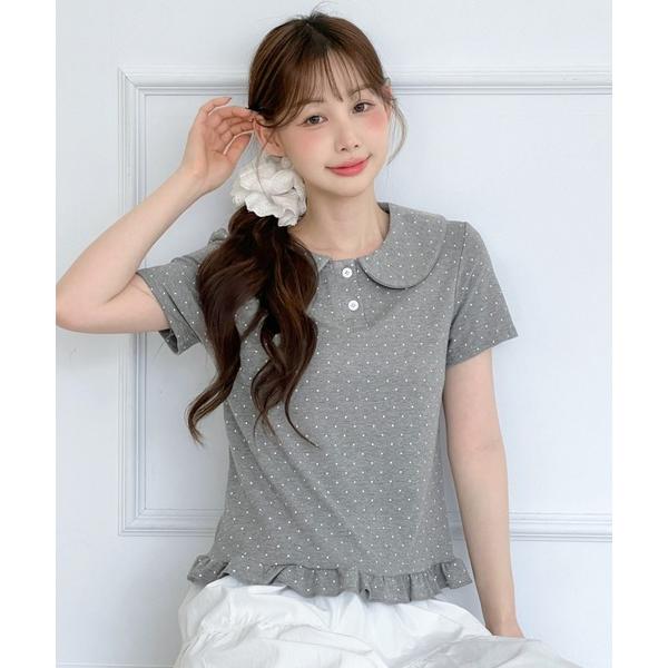ZOZO問い合わせ番号:106877145ショップ:by muni:r，バイ ムニールブランド:by muni:r，バイ ムニール商品名:ドットカラーフリル半袖Tシャツ/2026 SS COLLECTIONカテゴリ:トップス>Tシャツ...