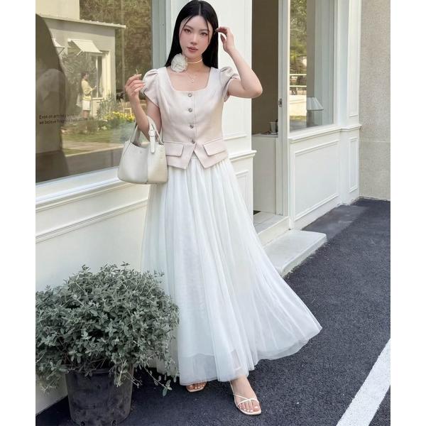 『タイムセール実施中』ZOZO問い合わせ番号:106880192ショップ:DRESS+，ドレス プラスブランド:DRESS PLUS，ドレスプラス，DRESS STAR，ドレス スター商品名:パフスリーブジャケット スカートセットアップカテ...