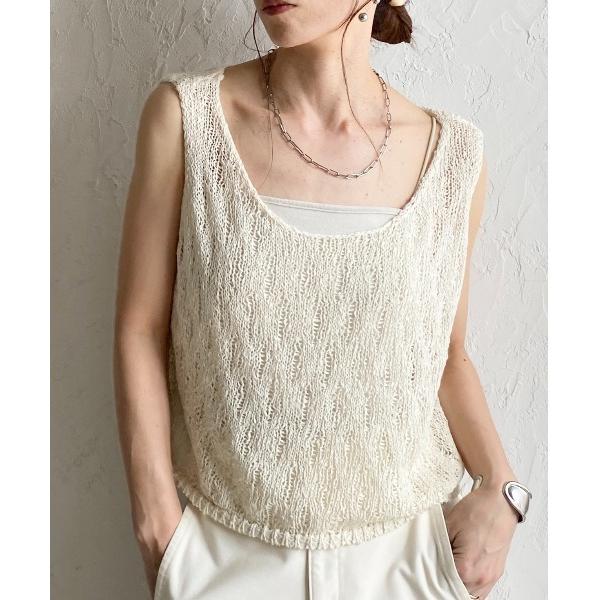 『タイムセール実施中』ZOZO問い合わせ番号:106880456ショップ:wears，ウェアーズブランド:She's Closet，シーズクローゼット商品名:ショート丈 深Uネック 透かし編み メッシュニットベスト / サマーニットビスチェ...