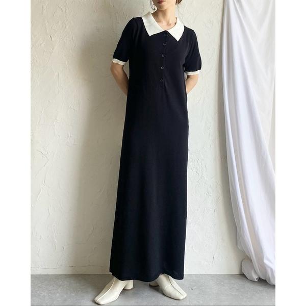 『セール実施中』ZOZO問い合わせ番号:106880462ショップ:wears，ウェアーズブランド:She's Closet，シーズクローゼット商品名:配色バイカラー 襟付き 半袖 ロング丈 サマー ポロニットワンピースカテゴリ:ワンピース...