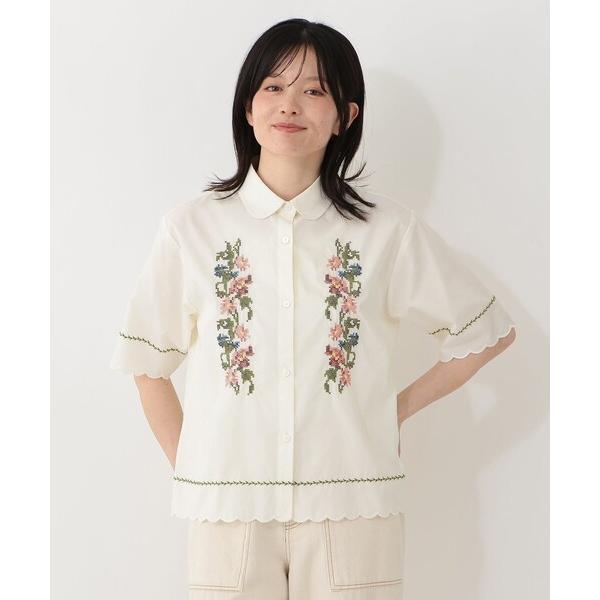 ZOZO問い合わせ番号:106916332ショップ:Afternoon Tea LIVING，アフタヌーンティー・リビングブランド:Afternoon Tea，アフタヌーンティー商品名:刺繍丸襟ブラウス/MAISON SAJOUカテゴリ:ト...