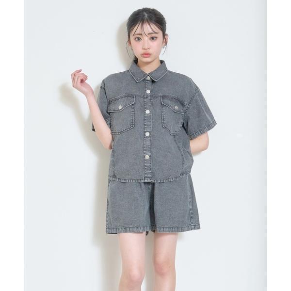 ZOZO問い合わせ番号:106916447ショップ:NARUMIYA ONLINE，ナルミヤ オンラインブランド:LOVETOXIC，ラブトキシック商品名:【LTXC/接触冷感】デニムシャツセットアップカテゴリ:ワンピース/ドレス>シ...