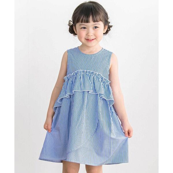 ZOZO問い合わせ番号:106916578ショップ:BEBE ONLINE STORE，ベベ オンラインストアブランド:BeBe Petits Pois Vert，ベベプチポワヴェール商品名:【店舗限定】ストライプアシンメトリーワンピースカ...