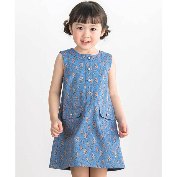 ZOZO問い合わせ番号:106916583ショップ:BEBE ONLINE STORE，ベベ オンラインストアブランド:BeBe Petits Pois Vert，ベベプチポワヴェール商品名:【店舗限定】フラワープリント ノースリーブワンピ...