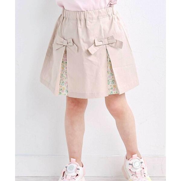 ZOZO問い合わせ番号:106916608ショップ:BEBE ONLINE STORE，ベベ オンラインストアブランド:SLAP SLIP，スラップスリップ商品名:花柄切り替えプリーツリボン付きスカパン(90~130cm)カテゴリ:スカート...