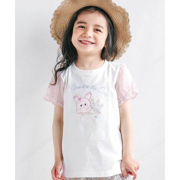 『タイムセール実施中』ZOZO問い合わせ番号:106916613ショップ:BEBE ONLINE STORE，ベベ オンラインストアブランド:SLAP SLIP，スラップスリップ商品名:アイスxケーキスパンコールパフ半袖Tシャツ(80~13...