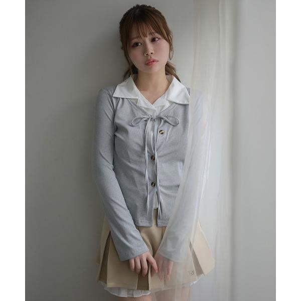 ZOZO問い合わせ番号:106917494ショップ:Lace Ladies，レースレディースブランド:M DOLLY，エムドリー，Lace Ladies，レースレディース商品名:Shirt layered clara tops/シャツレイヤ...