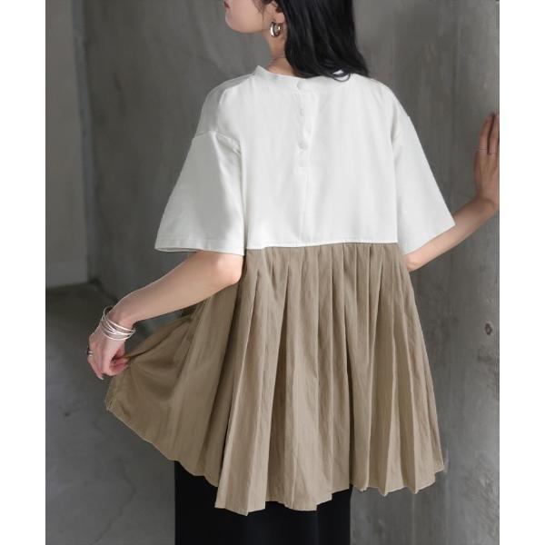 ZOZO問い合わせ番号:106918340ショップ:HUG.U，ハグユーブランド:HUG.U，ハグユー商品名:バックプリーツ異素材Tシャツカテゴリ:トップス>Tシャツ/カットソーブランド品番:f986素材:カットソー部分: 綿64%，...