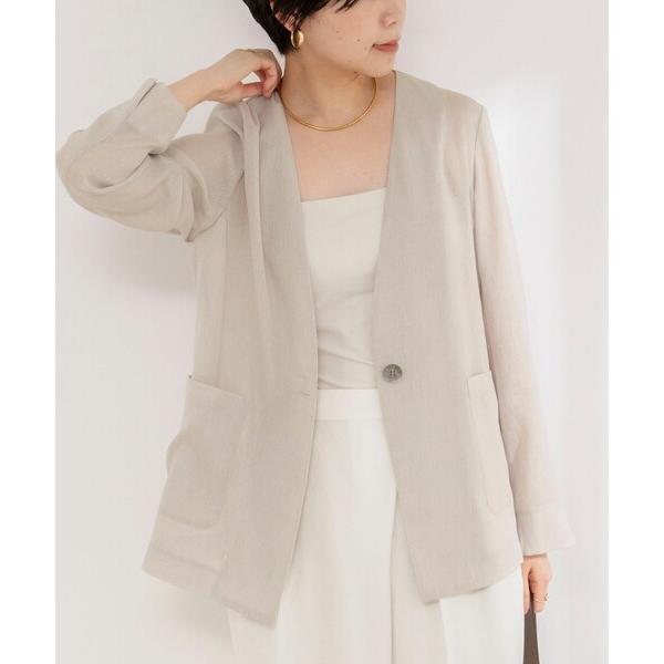 『セール実施中』ZOZO問い合わせ番号:106920510ショップ:NOLLEY'S，ノーリーズブランド:NOLLEY'S，ノーリーズ商品名:ウォッシャブルリネンライクシアージャケットカテゴリ:ジャケット/アウター>ノーカラージャケッ...