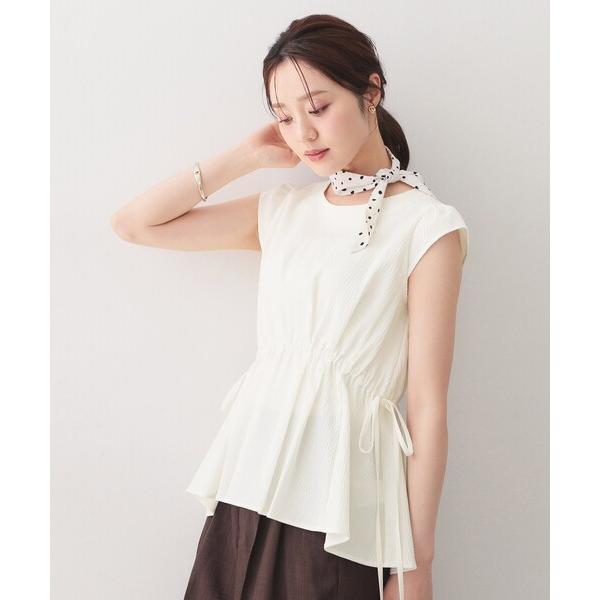 ZOZO問い合わせ番号:106920962ショップ:index，インデックスブランド:index，インデックス商品名:シボサイドリボンペプラムブラウス【洗濯機OK／防シワ／ストレッチ／イージーアイロン】カテゴリ:トップス>シャツ/ブラ...