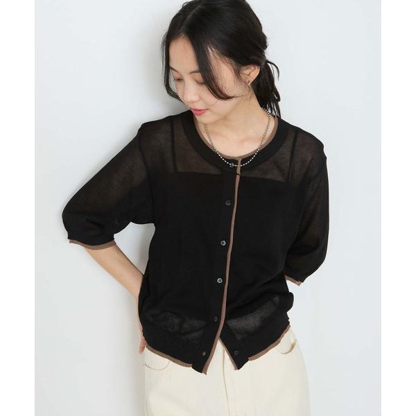 ZOZO問い合わせ番号:106921277ショップ:MONO-MART，モノマートブランド:forksy.，フォルクシー，MONO-MART，モノマート商品名:【forksy.】バイカラー レイヤード 半袖 シアーカーディガン / 接触冷感...