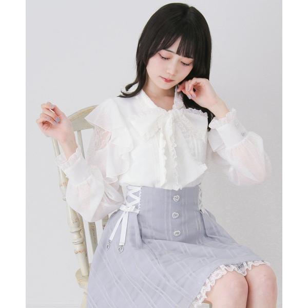 ZOZO問い合わせ番号:106958085ショップ:夢展望（YUMETENBO），ユメテンボウブランド:DearMyLove，ディアマイラブ，夢展望，ユメテンボウ商品名:レースボウタイフリルパールブラウスカテゴリ:トップス>シャツ/ブ...
