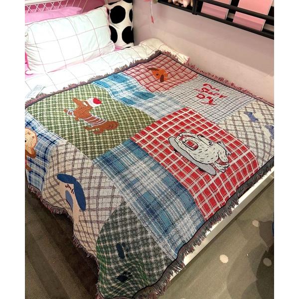 ZOZO問い合わせ番号:106958326ショップ:MANGROVE，マングローブブランド:Made in I，メイドインアイ，MANGROVE，マングローブ商品名:Plaid collage animal blanketカテゴリ:インテリ...