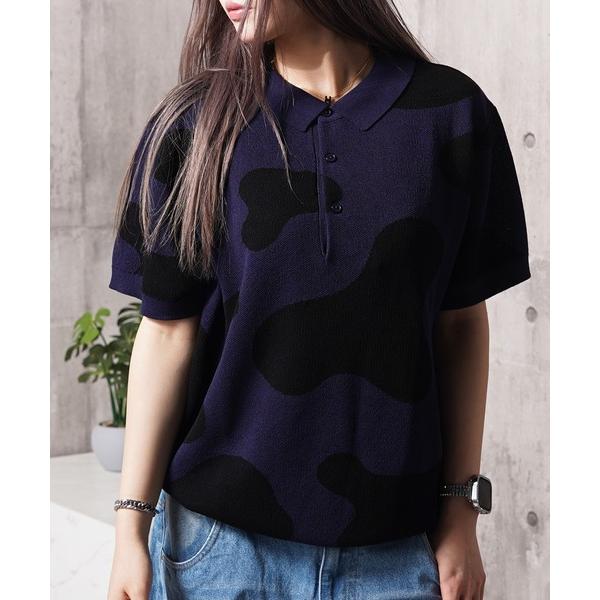 ZOZO問い合わせ番号:106958647ショップ:BIG CITY MARKET，ビッグシティマーケットブランド:1111clothing，ワンフォークロージング商品名:ジャガード ホルスタイン柄 ニットPOLO / Jacquard H...