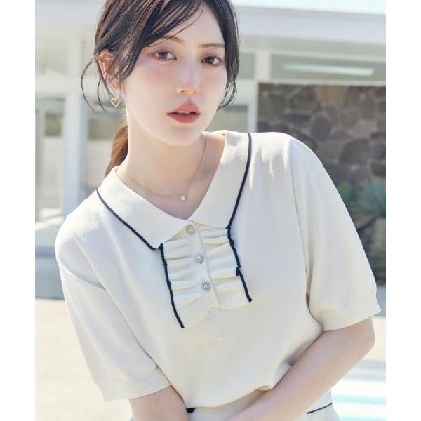 ZOZO問い合わせ番号:106958738ショップ:Couture brooch，クチュールブローチブランド:couture brooch，クチュールブローチ商品名:【洗える】フリル ポロ衿ニットカテゴリ:トップス>ニット/セーターブ...